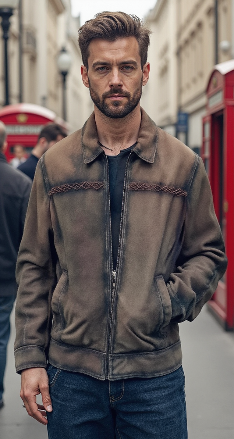 COWBOYS & DEMONS- "SAHARA" Leather Jacket in Washed Grey and Brown – J ...