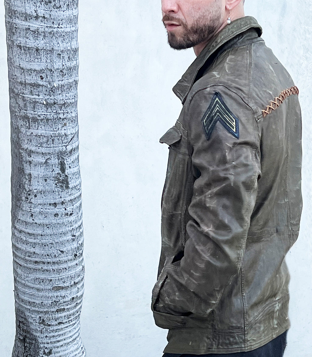 COWBOYS & DEMONS - "TWISTED" Leather Jacket in Vintage Green – J. Ransom LA