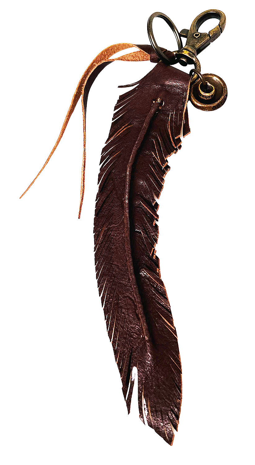 OBELISK - "SLASHED LEATHER FEATHER" Key Holder in Brown – J. Ransom LA